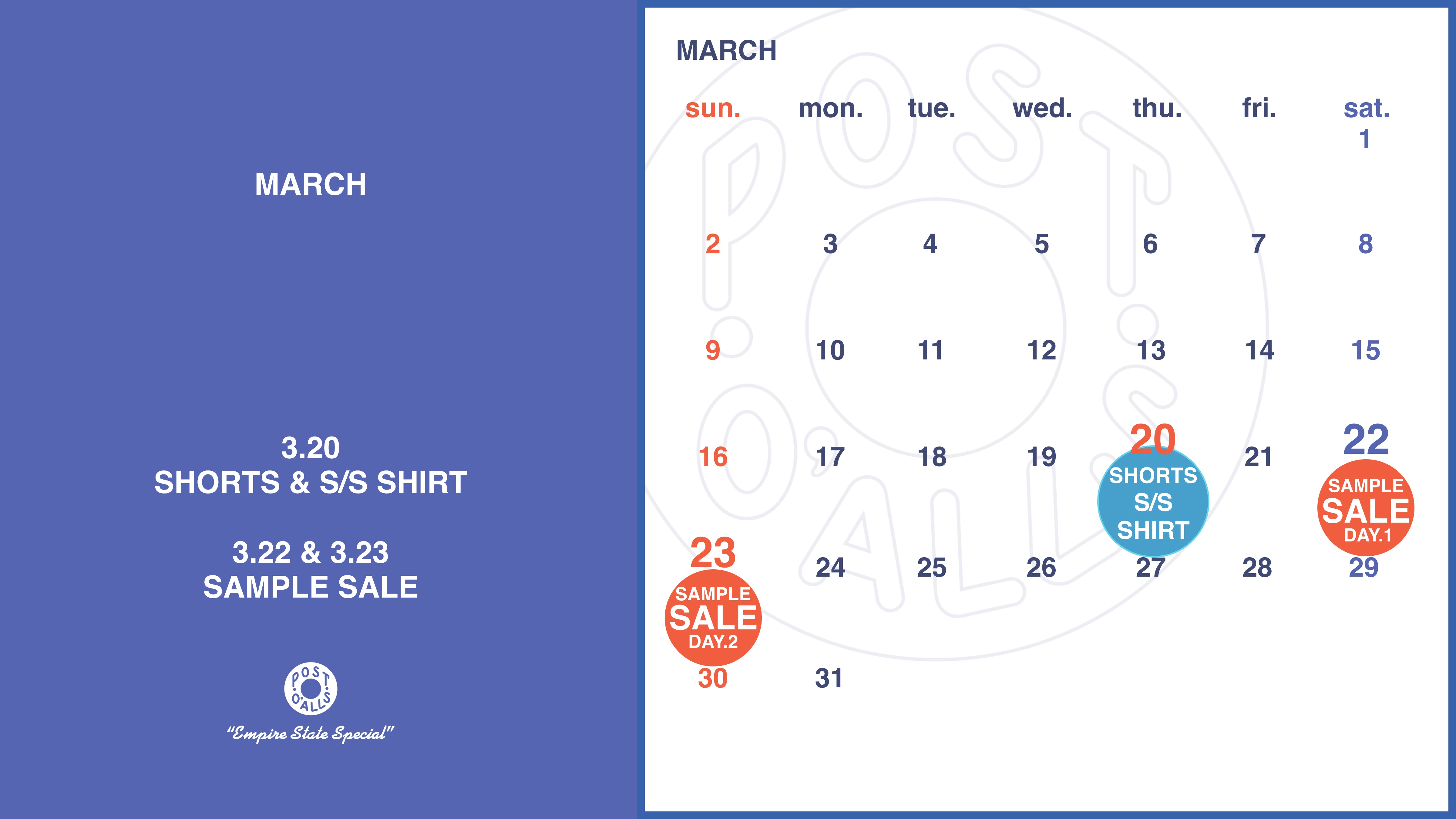 PRODUCT SCHEDULE of MARCH – POST OʼALLS