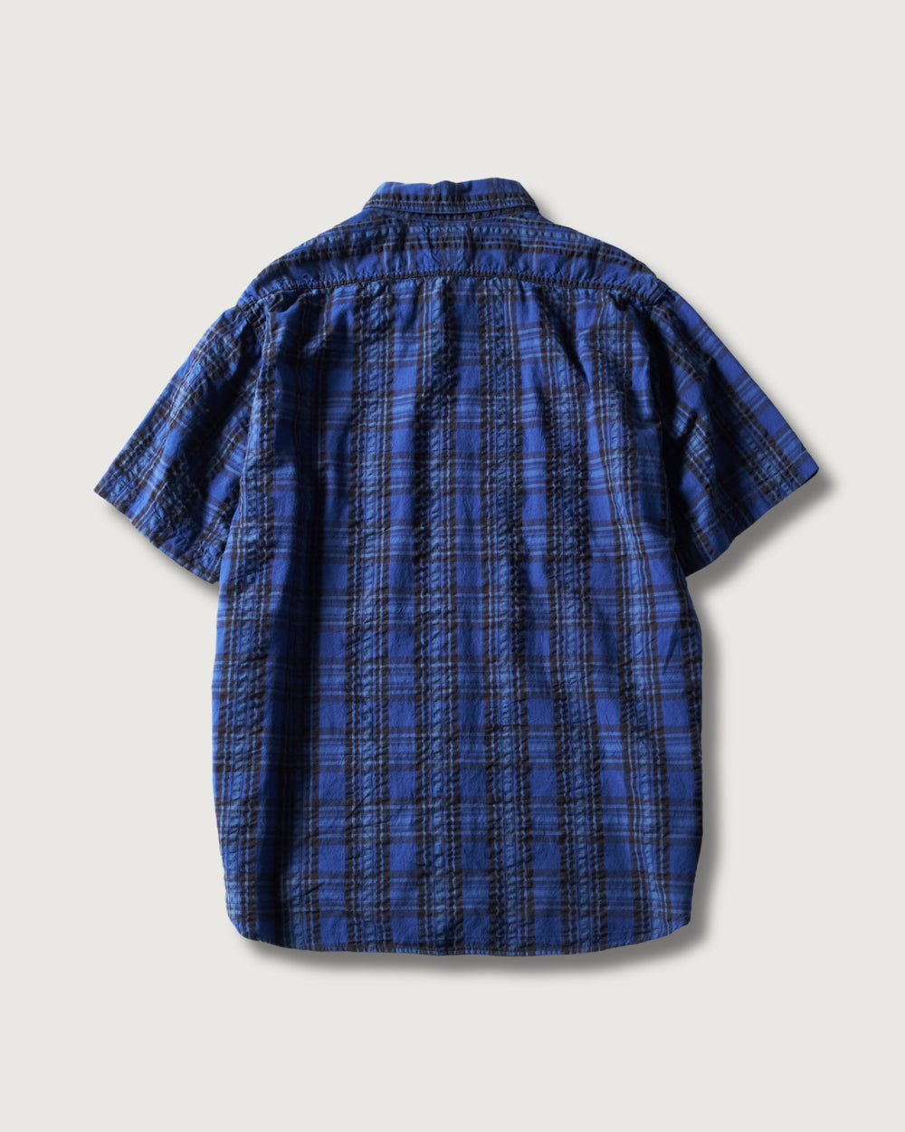 #1206S-SSB No.6 Shirt S/S : seersucker blue plaid