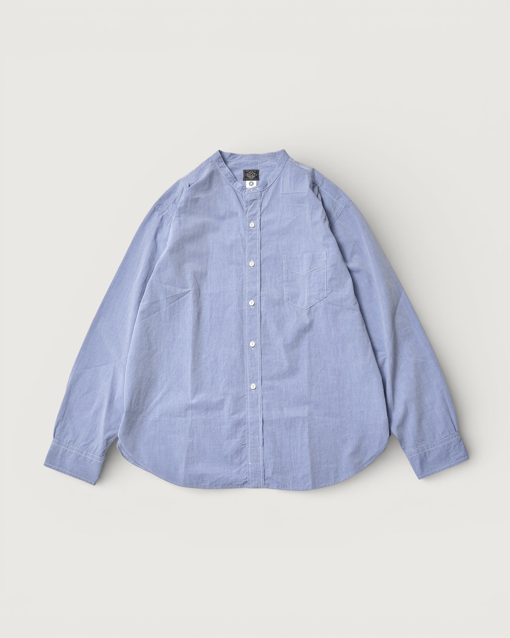 #3232B-HBL Original BL Band Collar Shirt : high count broadcloth lt.bl