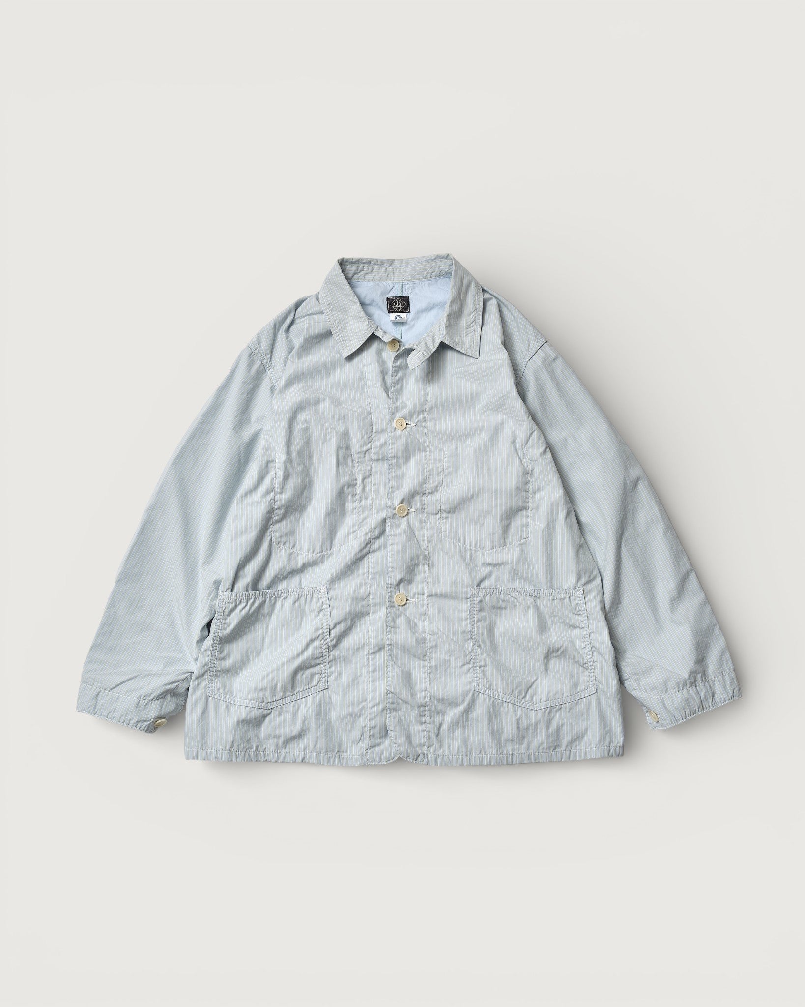 #1101L-SF2 WWII No.1 Jacket : stripe shirting x feather chambray green
