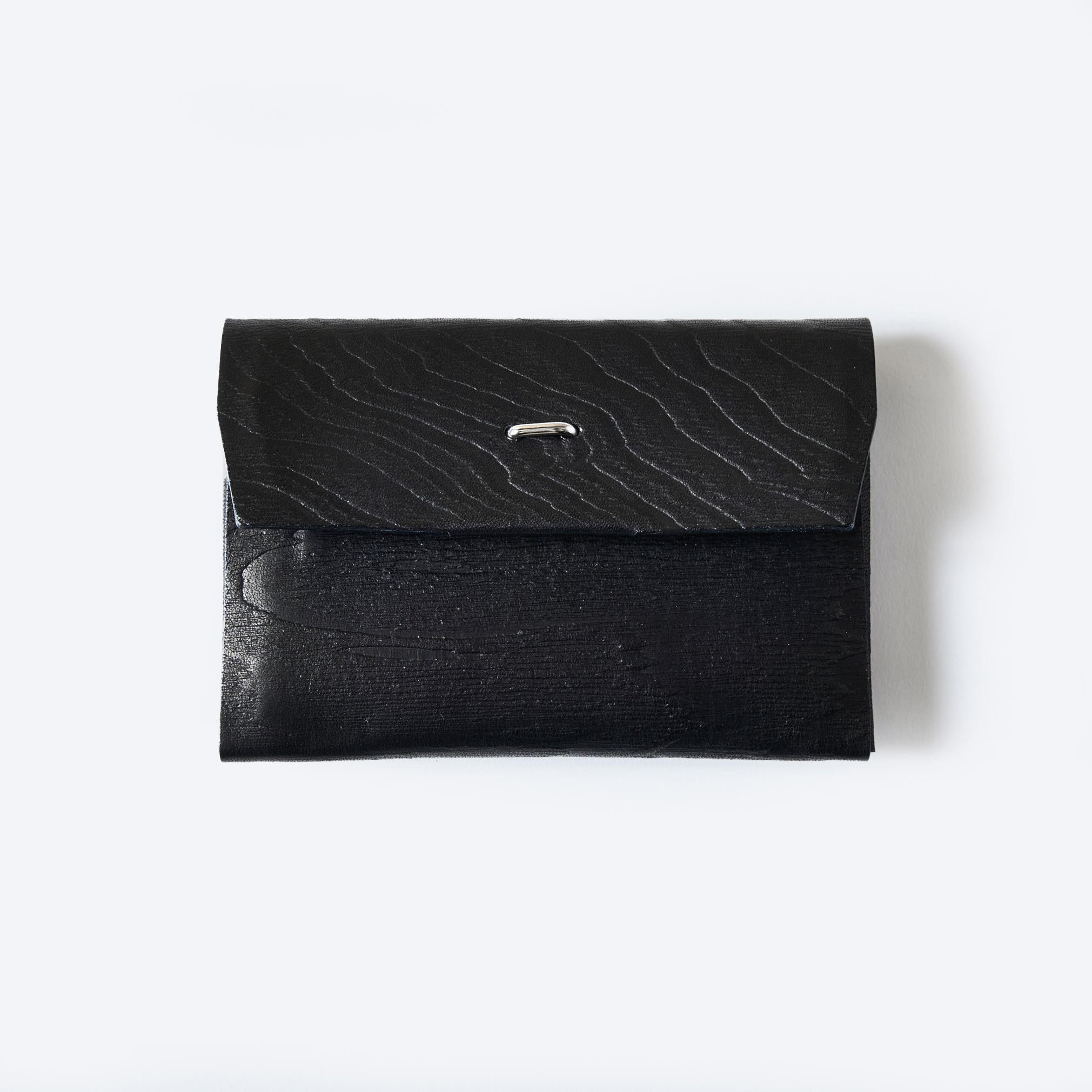 #4212-PLB Plywood Leather Card Case : cow leather black