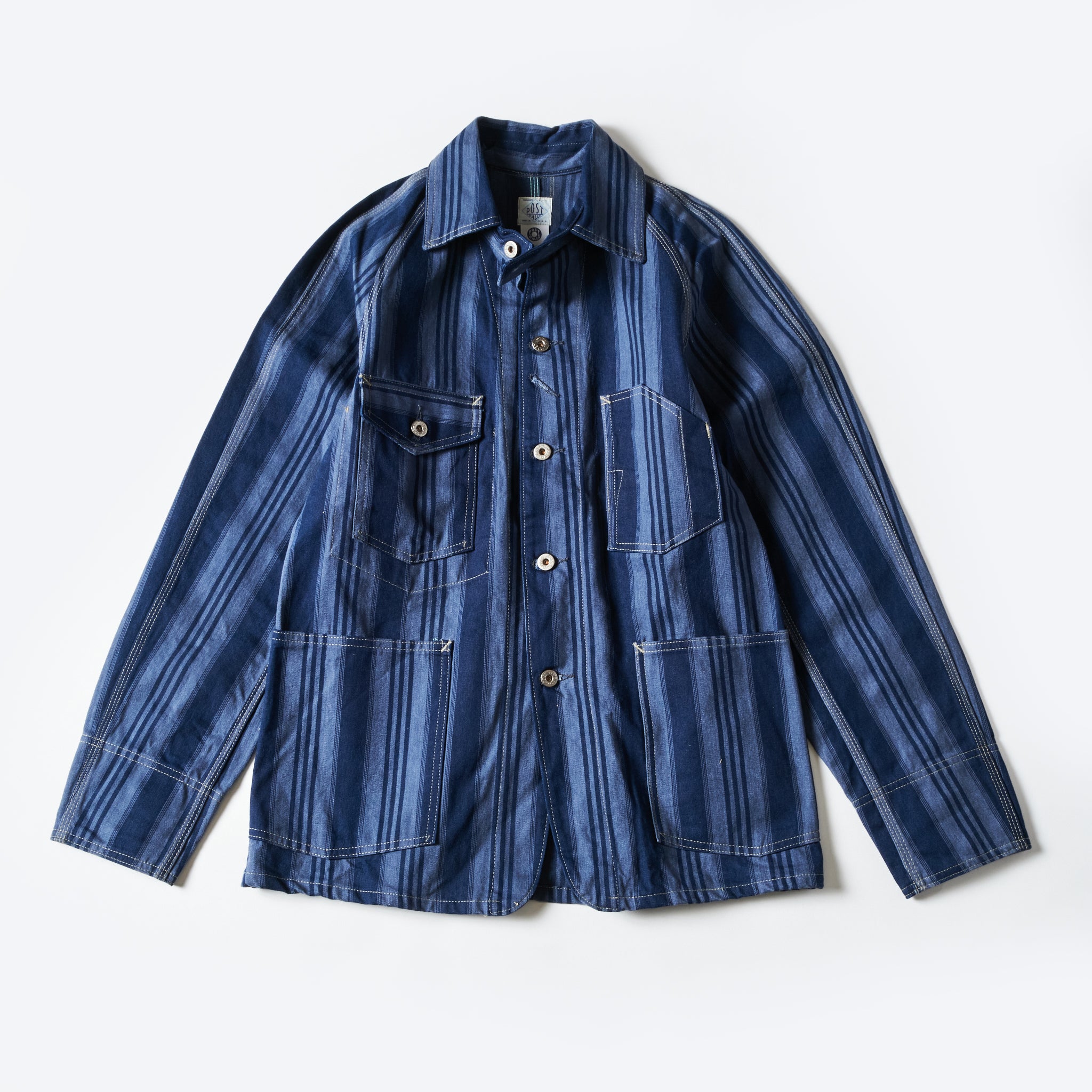 #1102 Engineer's Jacket : multi stripe indigo blue "Dead Stock" – POST ...