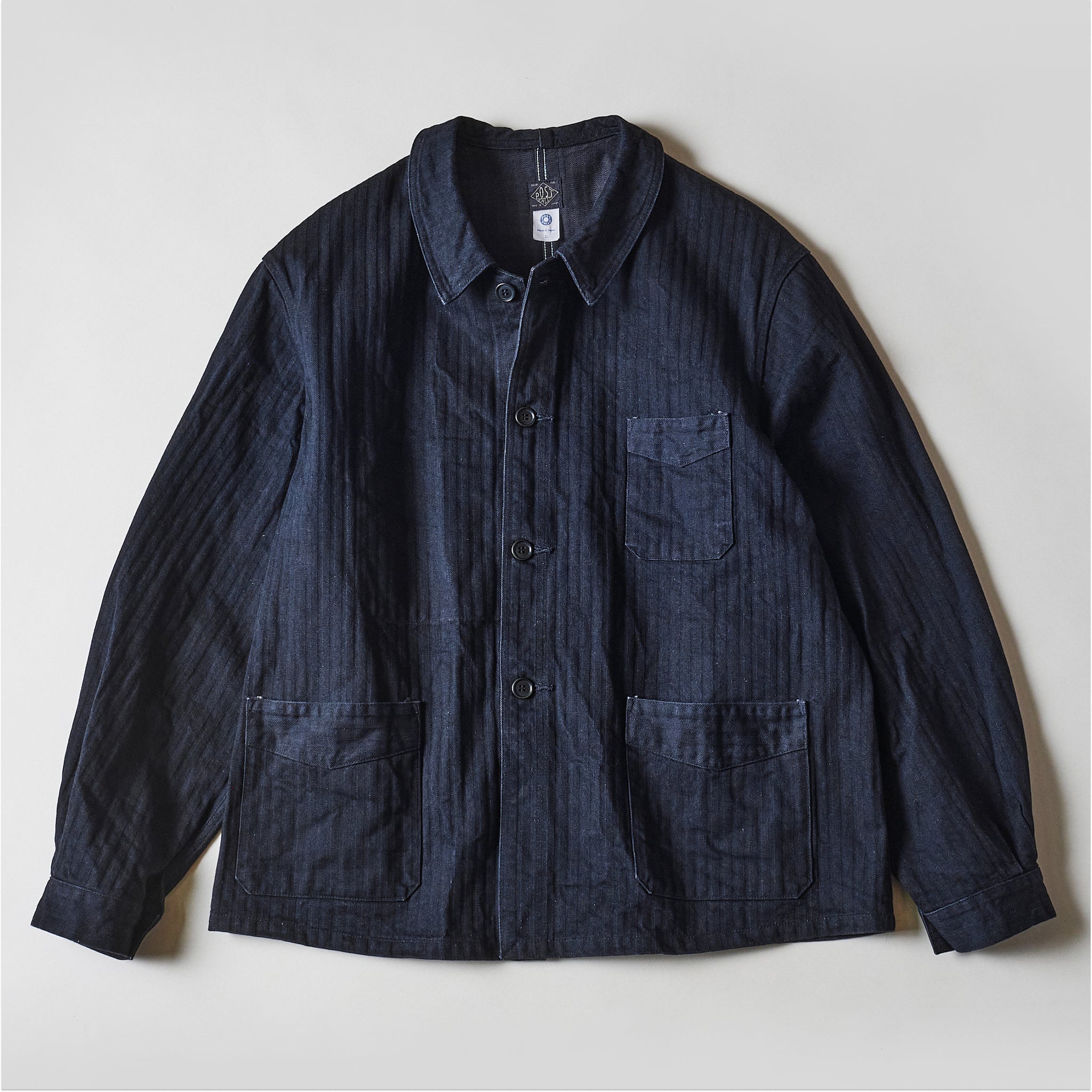 #3119-HBB POS-Travail : herringbone denim black – POST OʼALLS