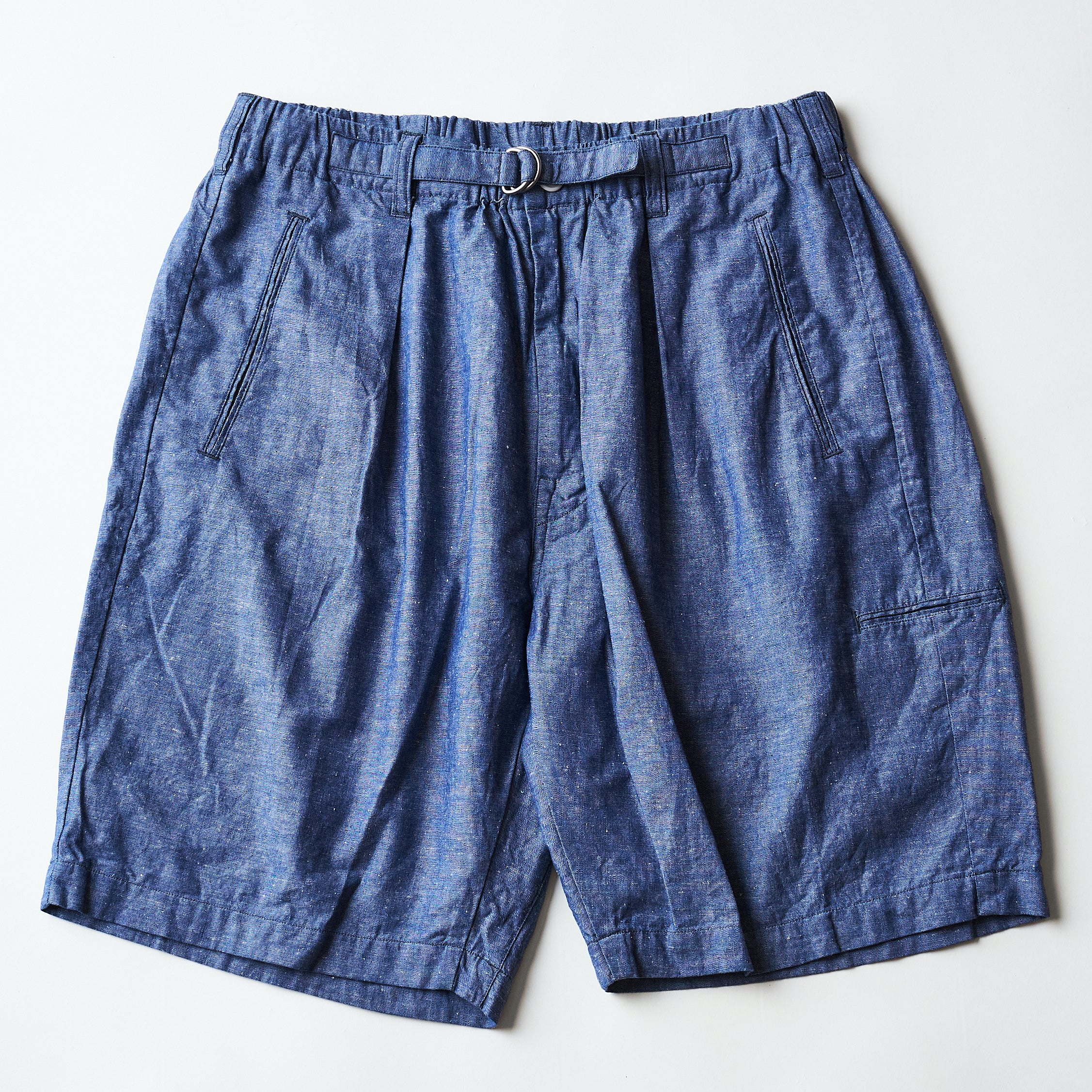 #3309S-CLI E-Z Lax 2 Shorts : cotton / linen indigo# – POST OʼALLS